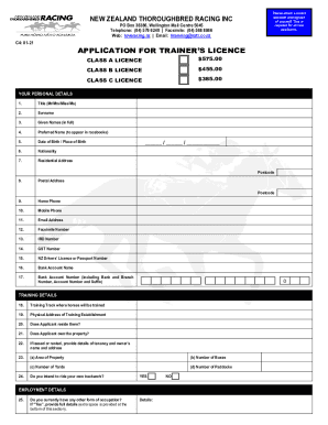 Fillable Online NEW ZEALAND THOROUGHBRED RACING ... - LoveRacing.nz Fax ...