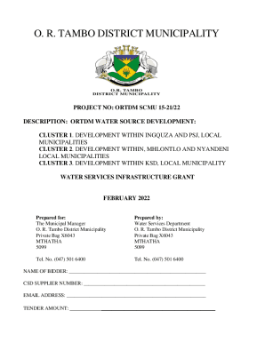 Fillable Online OR Tambo District Municipality progress on water and ...