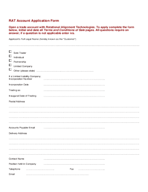 Fillable Online RAT Account Application Form Fax Email Print - pdfFiller