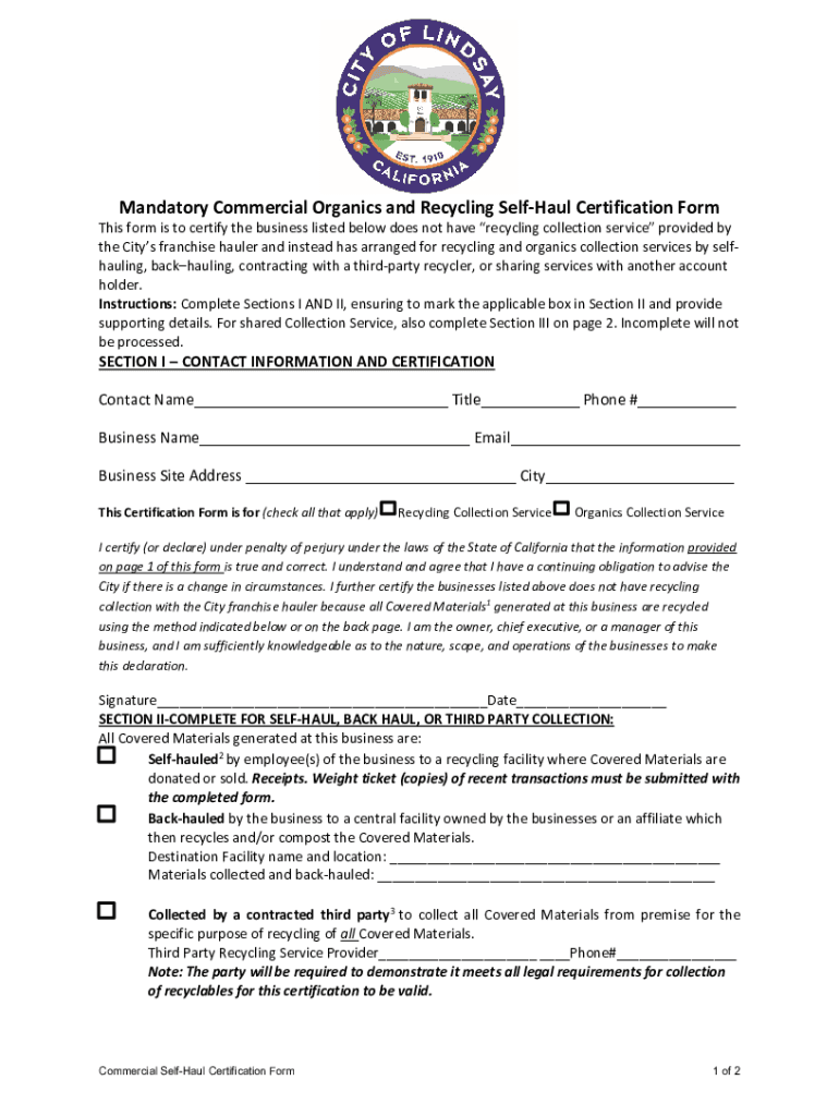 Fillable Online Commercial Solid Waste Collection and Recycling ...