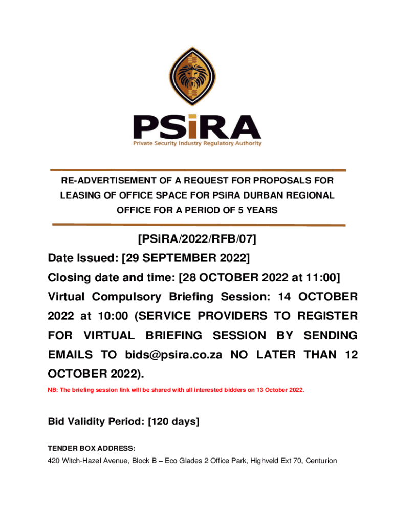 Fillable Online Re-advertisement of a Request for Proposals for Leasing ...