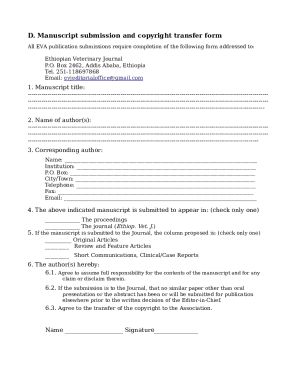 Fillable Online D. Manuscript submission and copyright transfer form ...