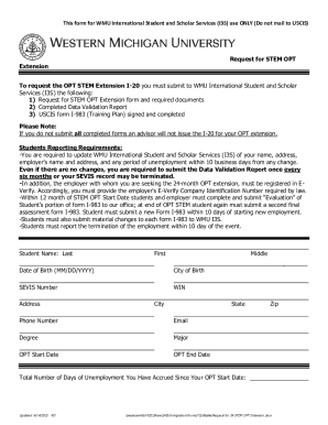 Fillable Online Request for STEM OPT Extension Please complete this ...