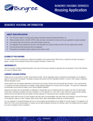 Fillable Online Housing Application Form - Bungree Aboriginal ...
