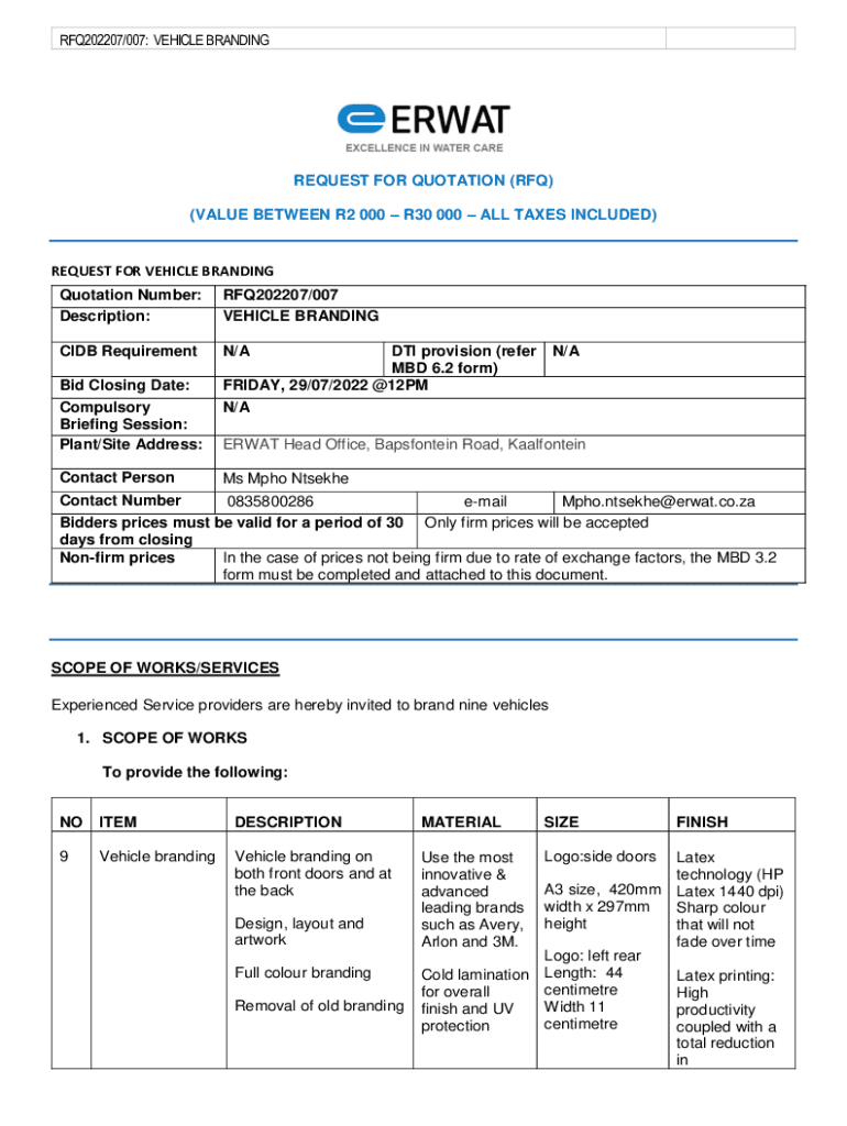 Fillable Online REQUEST for QUOTATION for MOTOR VEHICLES Fax Email ...