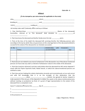 Fillable Online PPBL INTERNAL PPBL INTERNAL Claim 5K A Affidavit ...