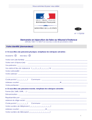 Fillable Online Demande en injonction de payer devant le tribunal d'instance Fax Email Print ...