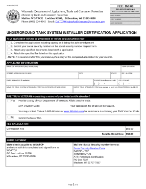 Underground Tank System Installer Certification Application - datcp wi ...