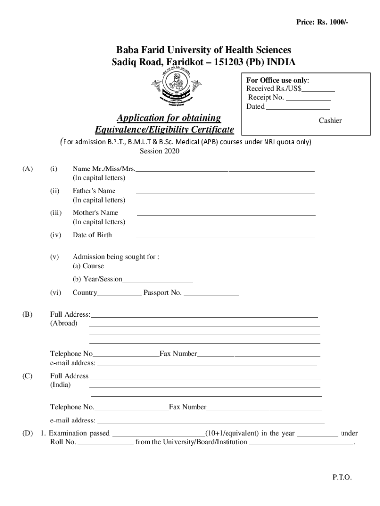 Fillable Online Performa for seeking Eligibility Certificate Fax Email ...