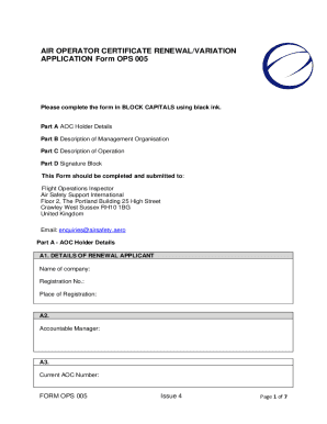 Fillable Online Air Operator Certificate Renewal/Variation. Application ...