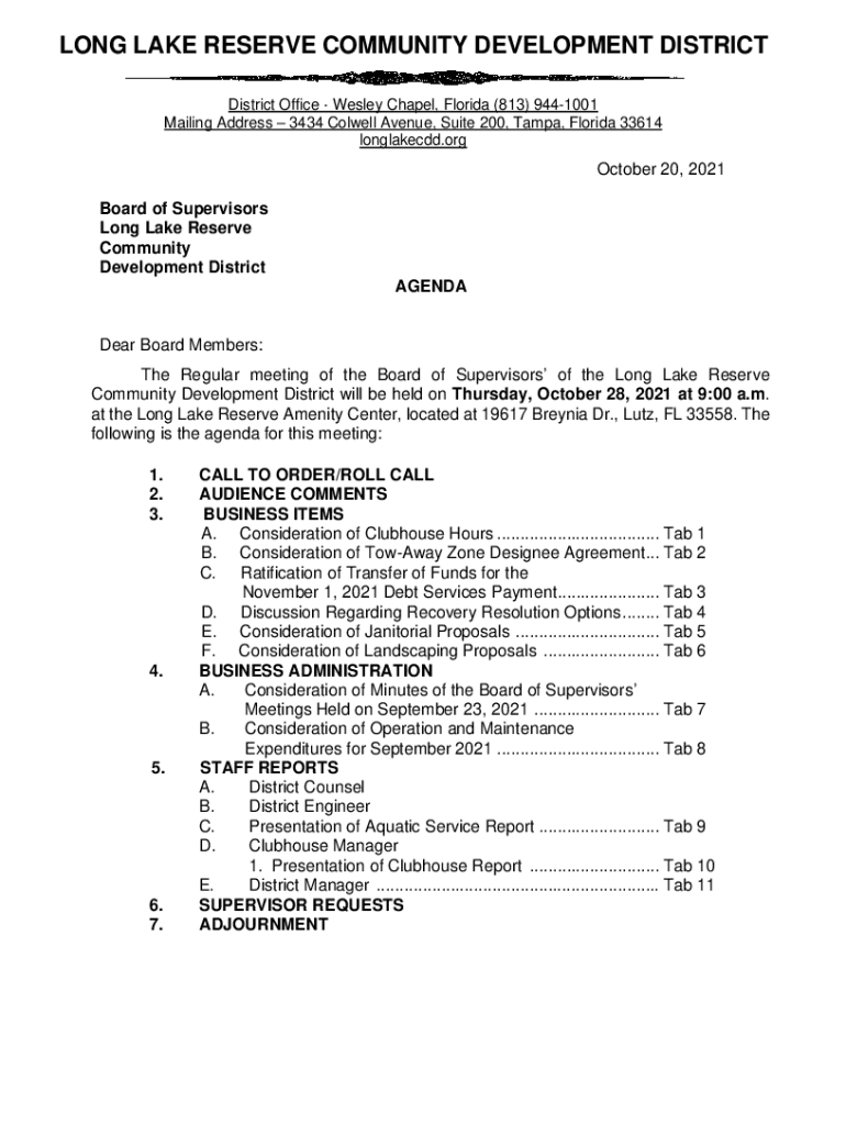 Fillable Online Long Lake Reserve CDD: Welcome to Community ... Fax ...
