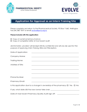 Fillable Online Application for Approval as an Intern Training Site Fax ...