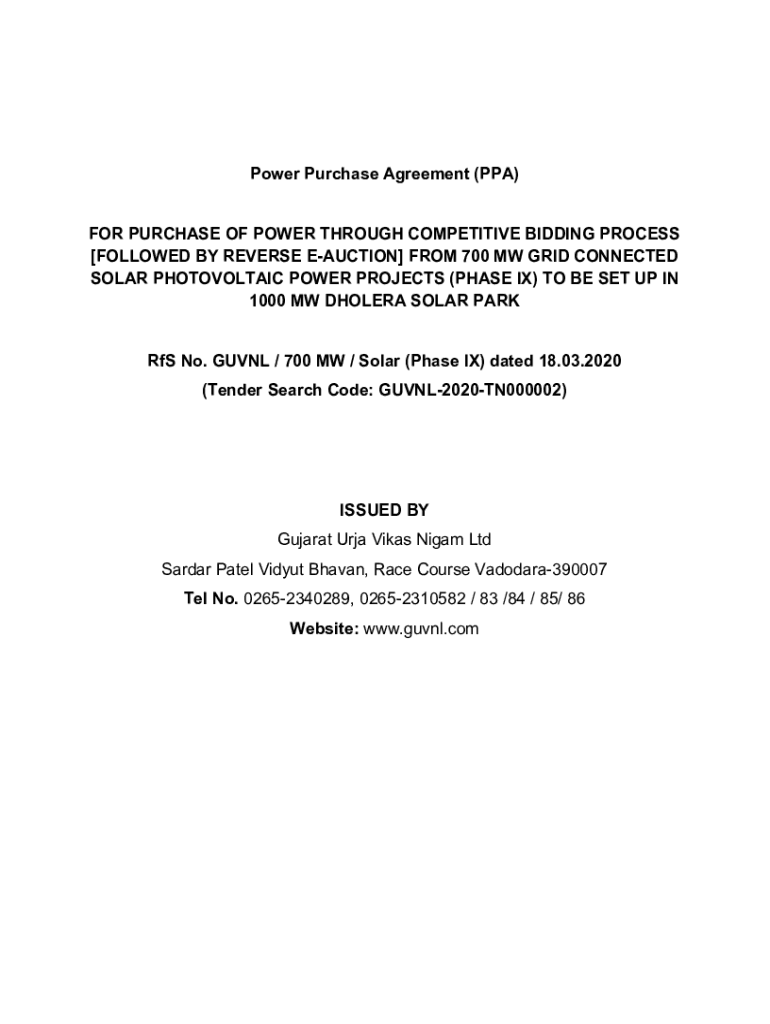 Fillable Online Power Purchase Agreement (PPA) - GUVNL Fax Email Print ...