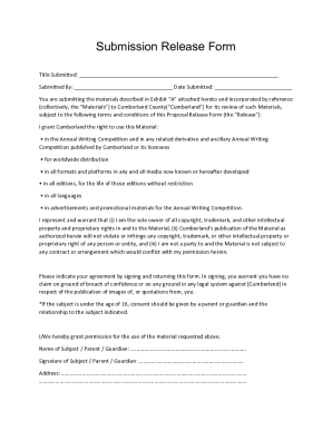 Fillable Online SUBMISSION RELEASE FORM Title Submitted - Squarespace Fax Email Print - pdfFiller