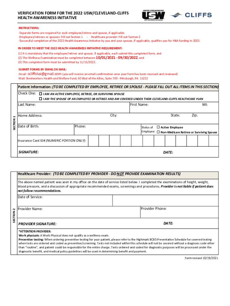 Fillable Online HAI Wellness Verification Form for 2022 Fax Email Print ...
