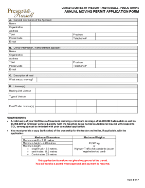 Fillable Online Information for permits to exceed dimensions and weight ...