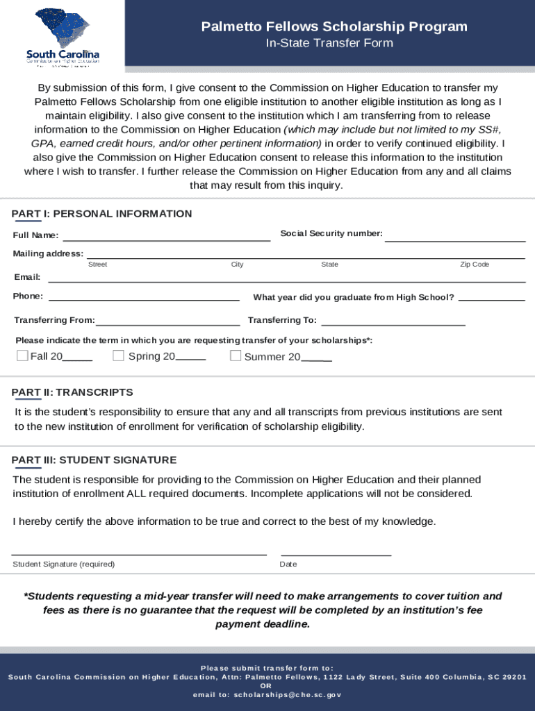 Fillable Online PFS In-state Transfer Form Fax Email Print - pdfFiller