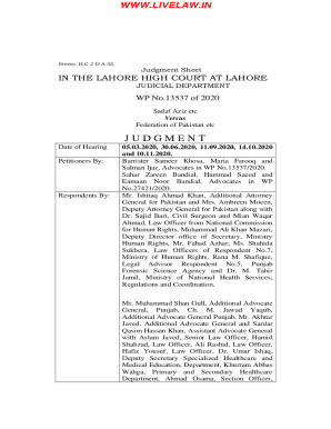 Fillable Online JUDGMENT SHEET IN THE ISLAMABAD HIGH COURT ... Fax ...