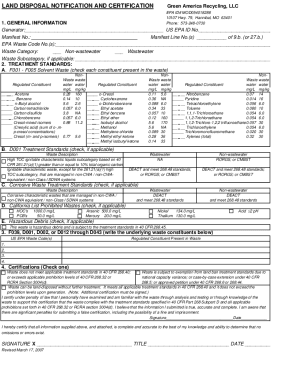 Fillable Online Land Disposal Notification and Certification Form ...