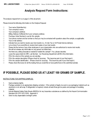 Fillable Online Analysis Request Form USP 85 (003) Fax Email Print ...