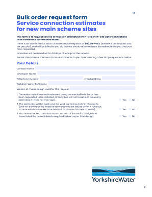 Fillable Online Yorkshire Water Bulk order request form Service ...