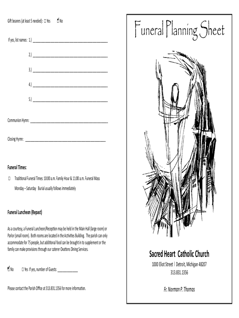 Fillable Online Funeral Planning Worksheet Instructions St. Anthony de ...
