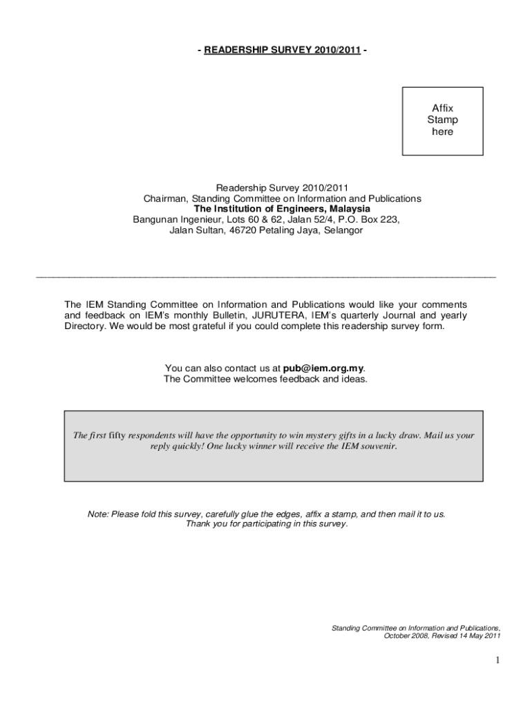Fillable Online Readership survey form Fax Email Print - pdfFiller