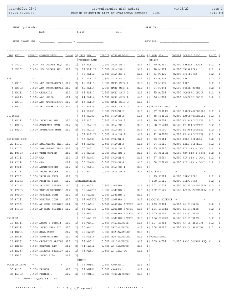 Fillable Online ISU-University High School Fax Email Print - pdfFiller