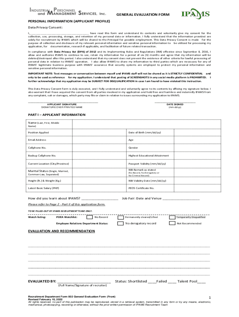 Fillable Online Ipams Application Form - Fill and Sign Printable ...