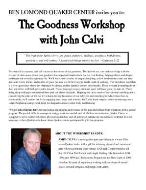Fillable Online The Goodness Workshop with John Calvi Fax Email Print ...
