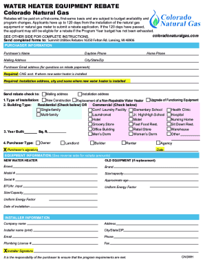 Fillable Online Natural Gas Heating and Water Heater Rebates - Mass ...