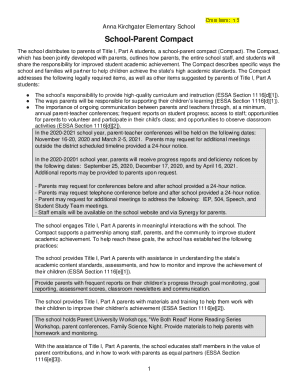 Fillable Online School-Parent Compact - Anna Kirchgater Elementary Fax ...