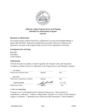 Fillable Online programreview fullcoll Self-Study for Instructional Programs Fall 2021 Statement ...