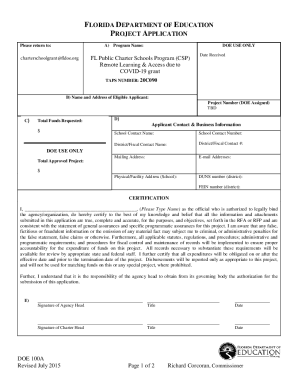 Fillable Online FLORIDA DEPARTMENT OF EDUCATION PROJECT ... Fax Email Print - pdfFiller