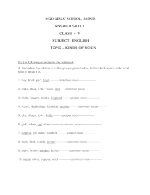 Fillable Online Noun Worksheet For Class 5 With AnswersDownload PDF Fax ...