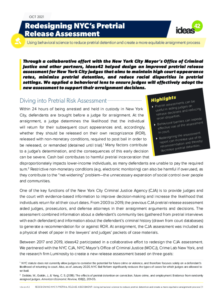 Fillable Online The Empirical Case for Pretrial Risk Assessment ...