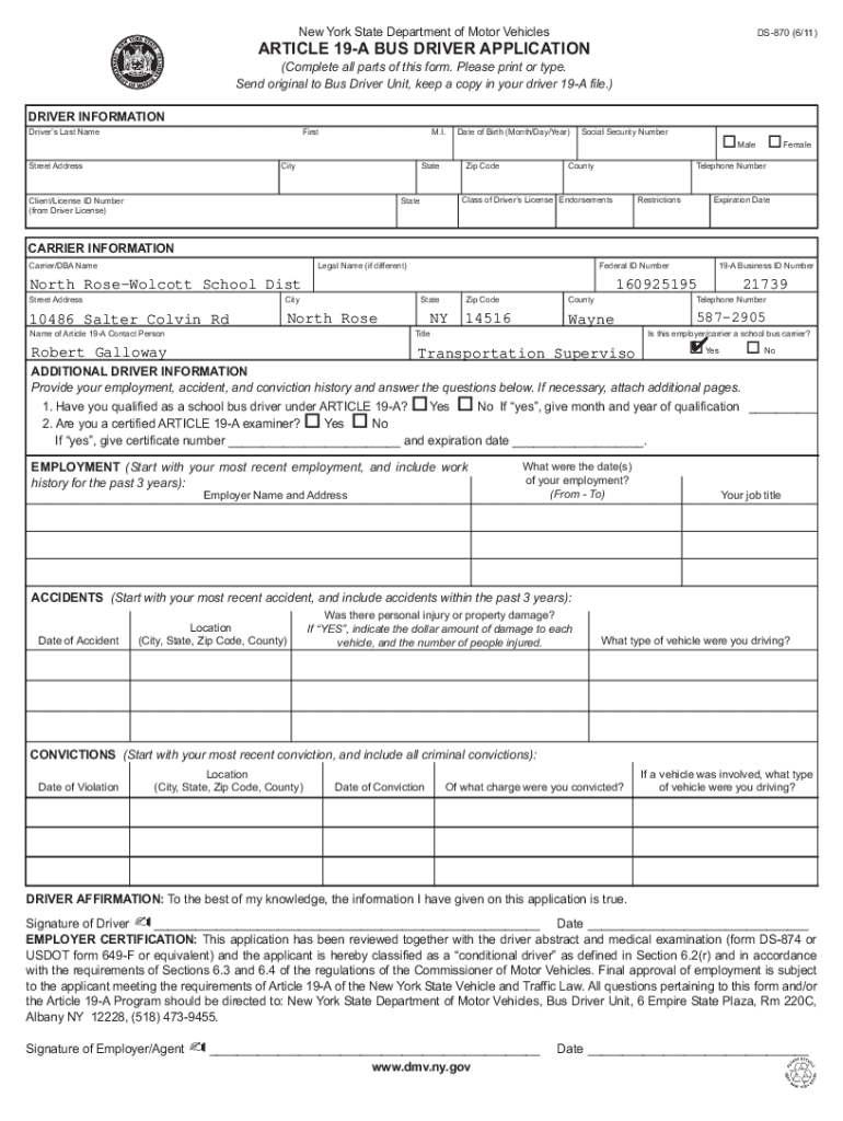 Fillable Online Nysdmv the ideal article 19 a drivers file form ...