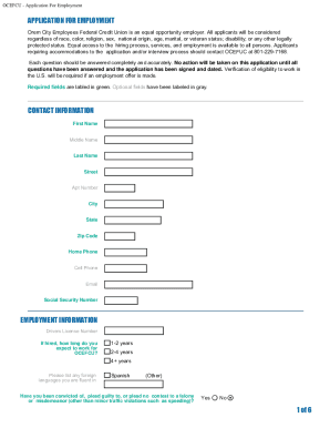Fillable Online APPLICATION FOR EMPLOYMENT - Co-Op Credit Union Fax ...