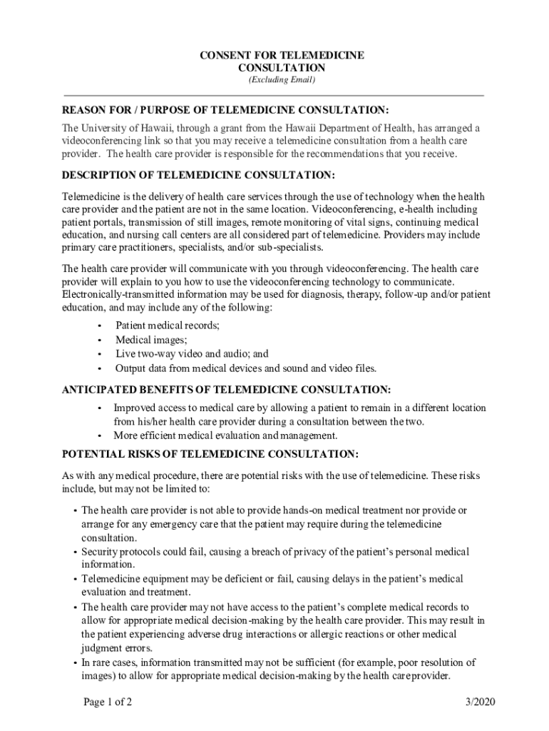 Fillable Online Authorization And Consent To Participate In Telemedicine ... Fax Email Print ...