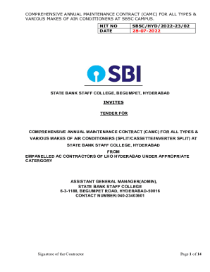 Fillable Online Comprehensive Annual Maintenance Contract (CAMC Sample ...