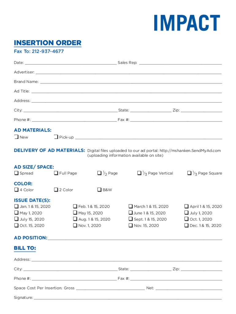 Fillable Online IMPACT MISSION STATEMENT: - M. Shanken Communications ...
