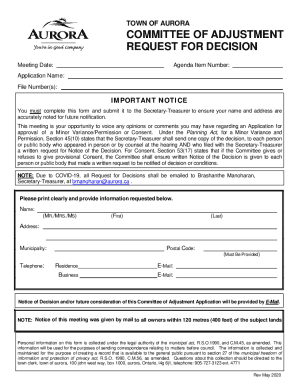 Fillable Online COMMITTEE OF ADJUSTMENT OF THE CITY OF OTTAWA Fax Email ...