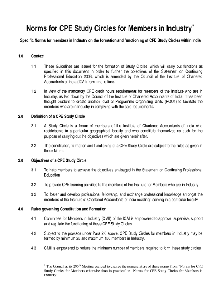 Fillable Online Norms for CPE Study Circles for Members in Industry*TaxGuru Fax Email Print ...