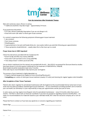 Fillable Online POST-CARE INSTRUCTIONS For all procedures below, if you ...