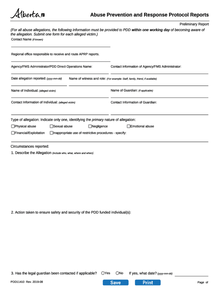 Fillable Online Abuse Prevention and Response Protocol Report Forms ...