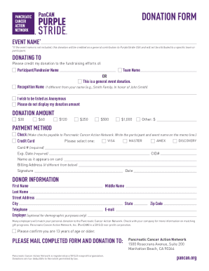 Fillable Online DONATION FORM - Pancreatic Cancer Action Network Fax ...
