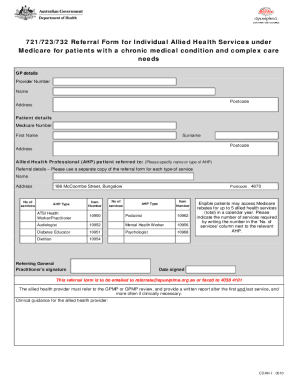 Fillable Online 721/723/732 Referral Form for Individual Allied Health ...