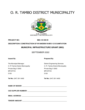 Fillable Online O. R. TAMBO DISTRICT MUNICIPALITY Fax Email Print ...