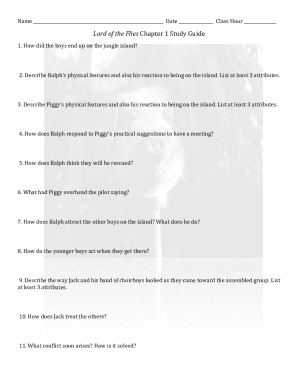 Fillable Online Lord of the Flies Chapter 1 Study Guide Fax Email Print ...