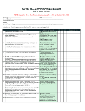 Fillable Online bagocity gov Safety Seal Letter of Intent and ...